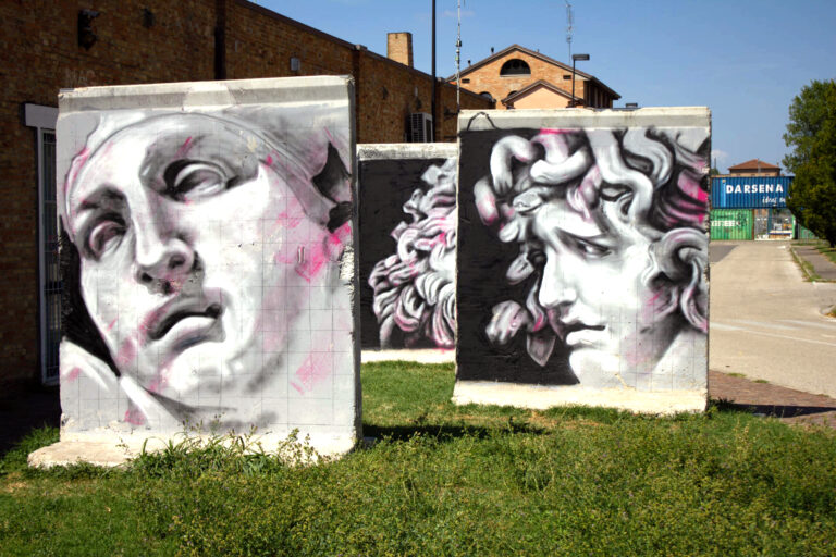 In darsena a Ravenna i grandi classici della scultura diventano dei murales